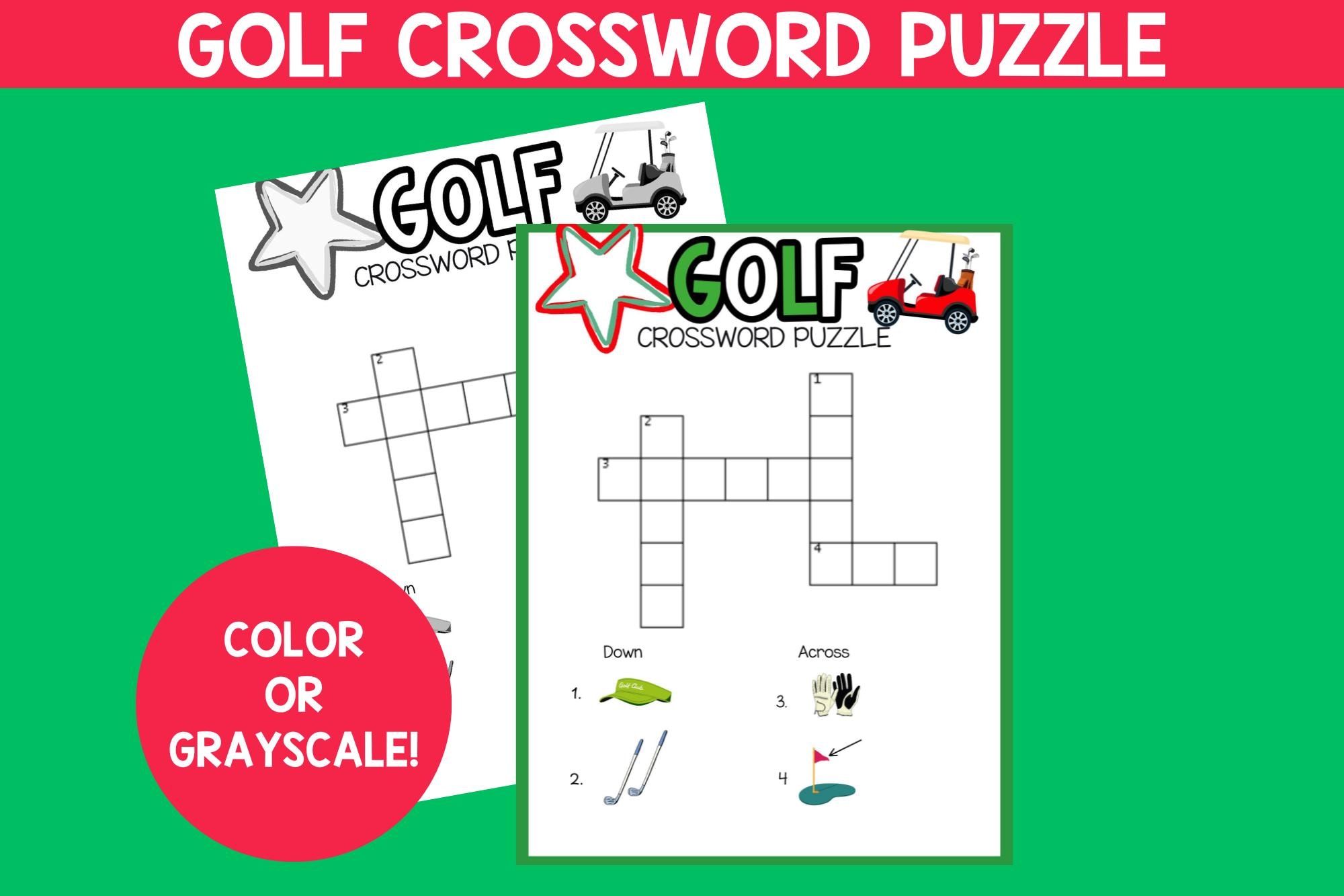 Golf Crossword Puzzle | Printable Golf Party Games | Golf Tournament ...