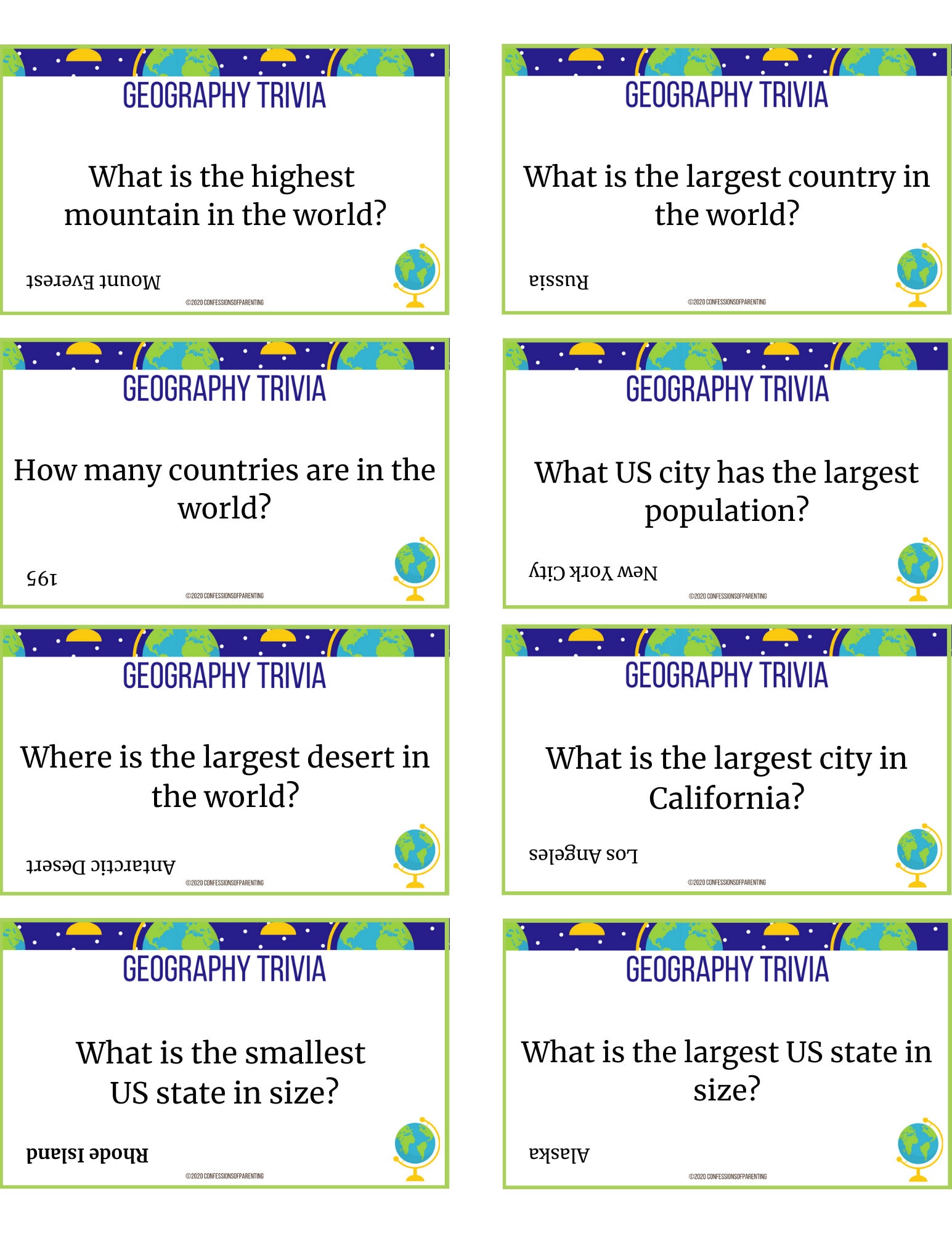 50 Geography Trivia Questions for Kids | Printable Geography Trivia ...