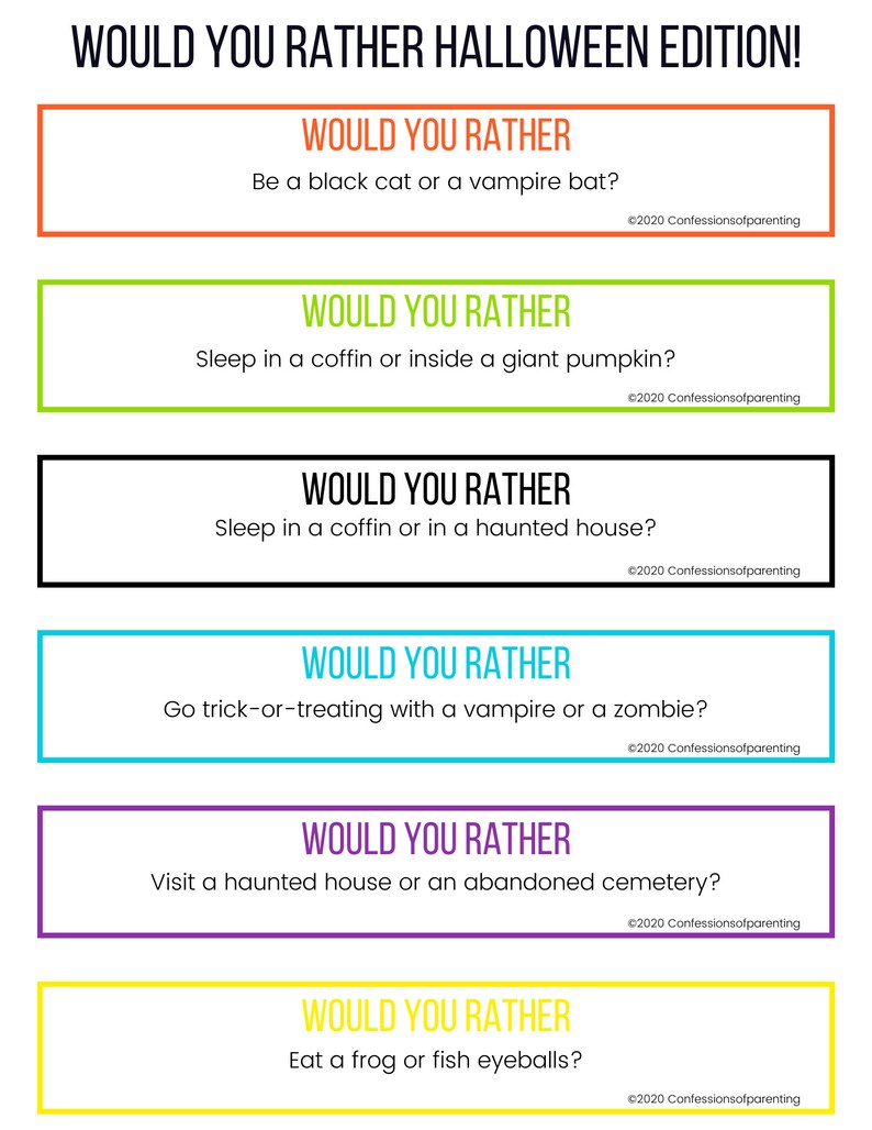 100 Halloween Would You Rather Questions| Spooky Would You Rather Game ...