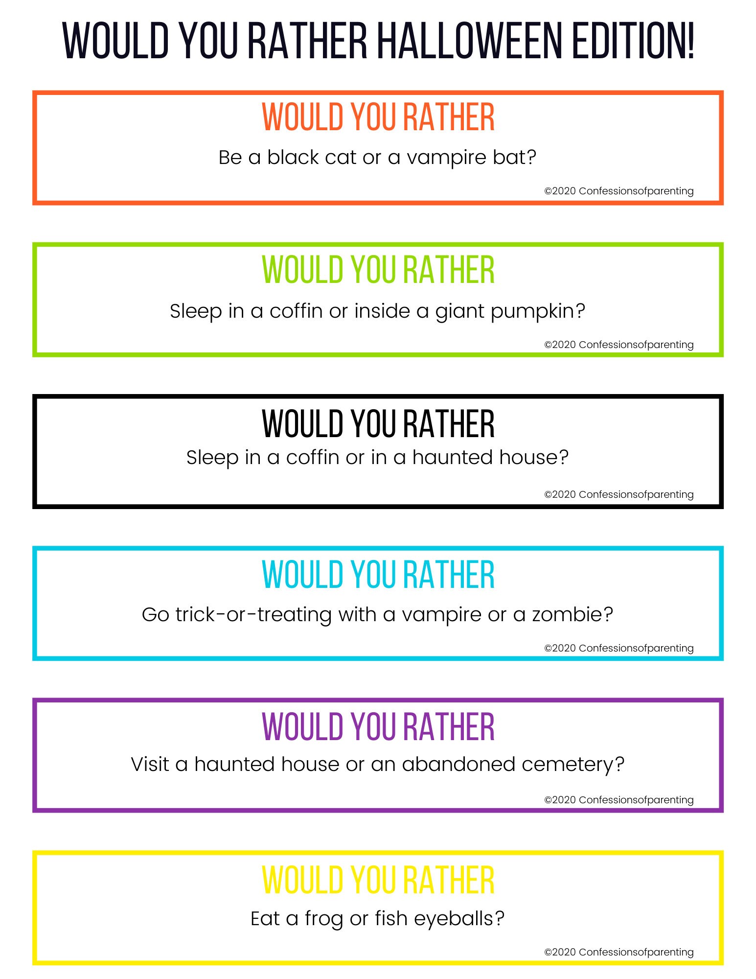 100 Halloween Would You Rather Questions| Spooky Would You Rather Game ...