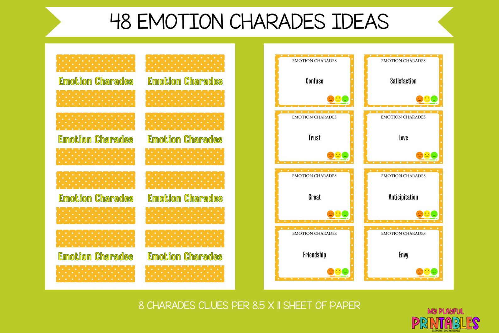 48 Emotion Charades | Feelings Charades | Feelings Charades | Classroom ...