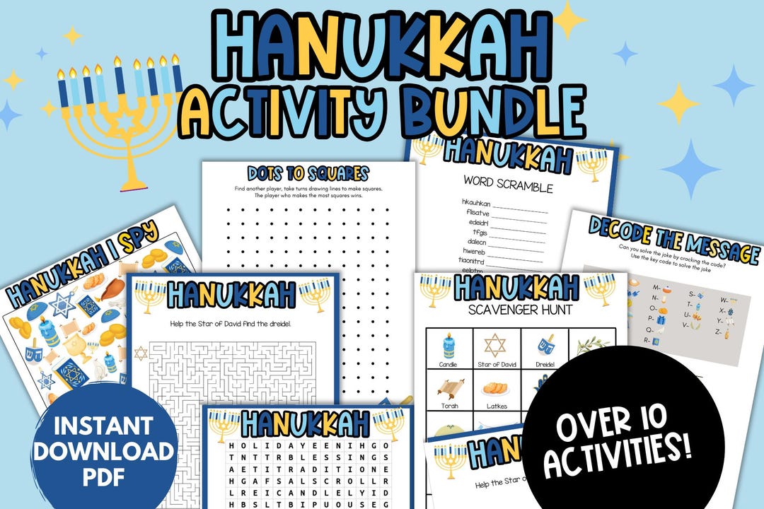 Hanukkah Activity Bundle | Printable Hanukkah Activities | Hanukkah Fun ...