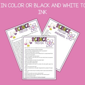 Science Trivia Printable Trivia for Kids Classroom Trivia Games for ...