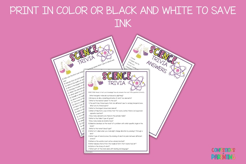 Science Trivia Printable Trivia for Kids Classroom Trivia Games for ...