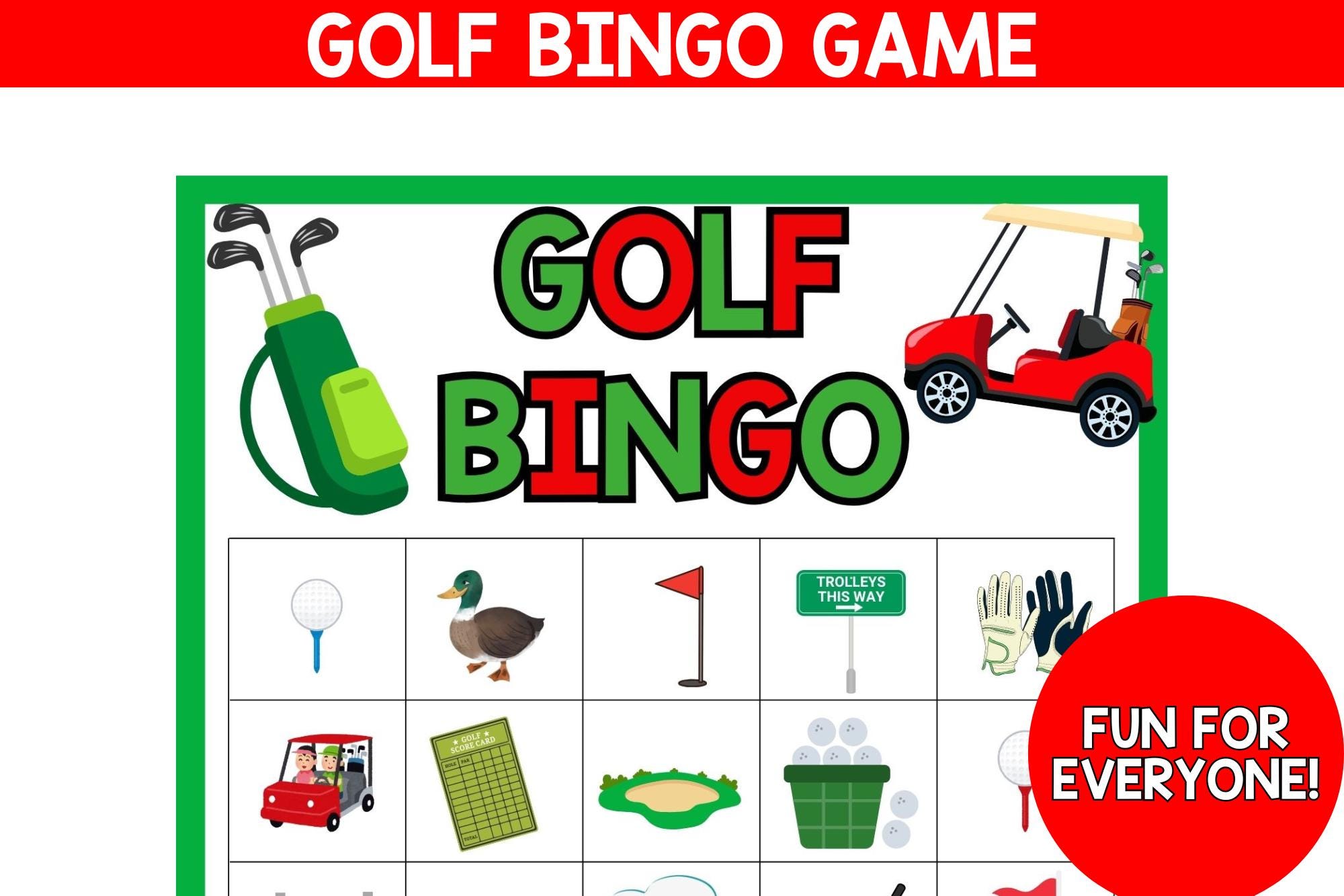 8 Golf Bingo| Printable Golf Party Games| Golf Tournament Games for ...