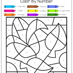 6 Fall Color by Number| Printable Fall Color by Number |color by Number ...