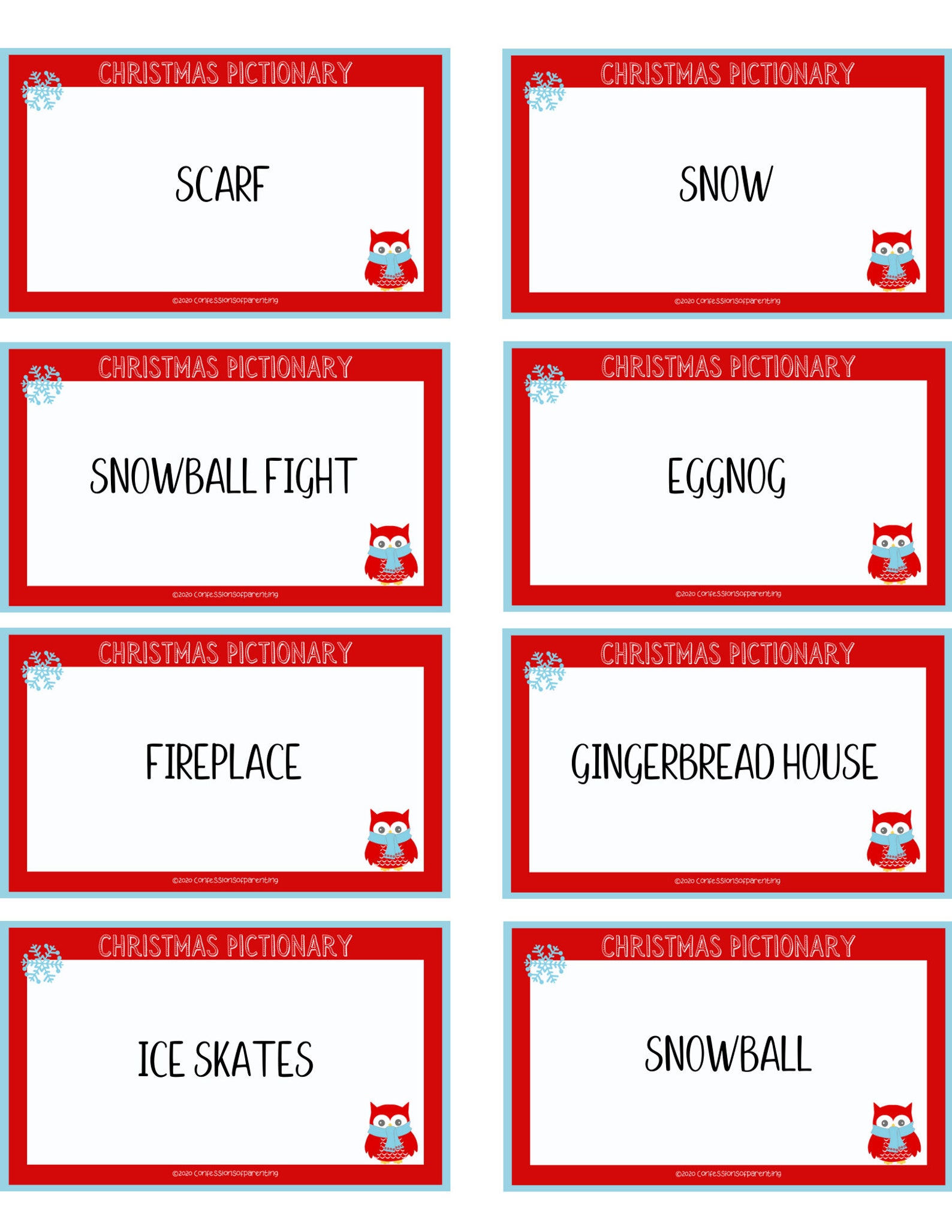 50+ Christmas Pictionary| Printable Christmas Pictionary Game ...