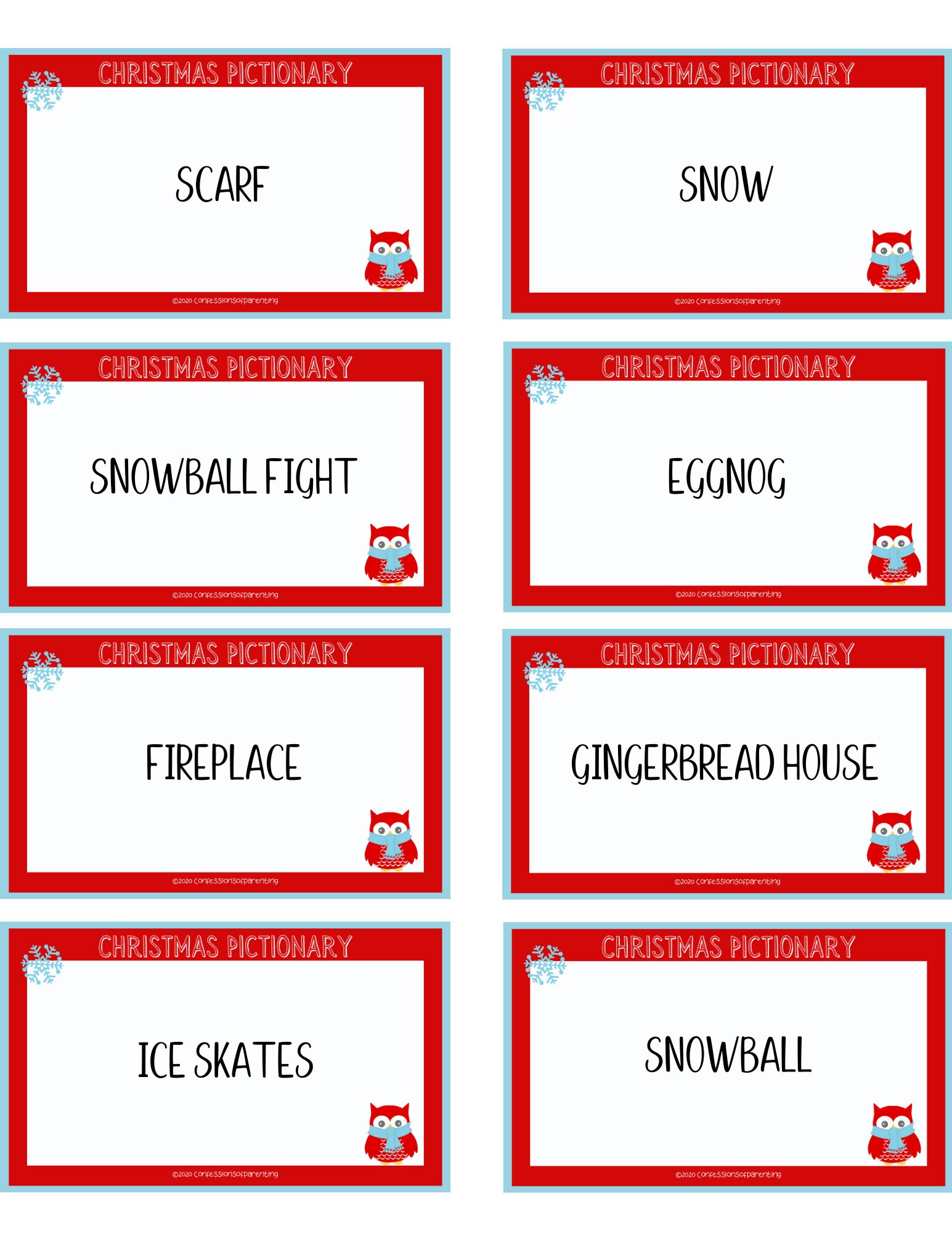 50+ Christmas Pictionary| Printable Christmas Pictionary Game ...