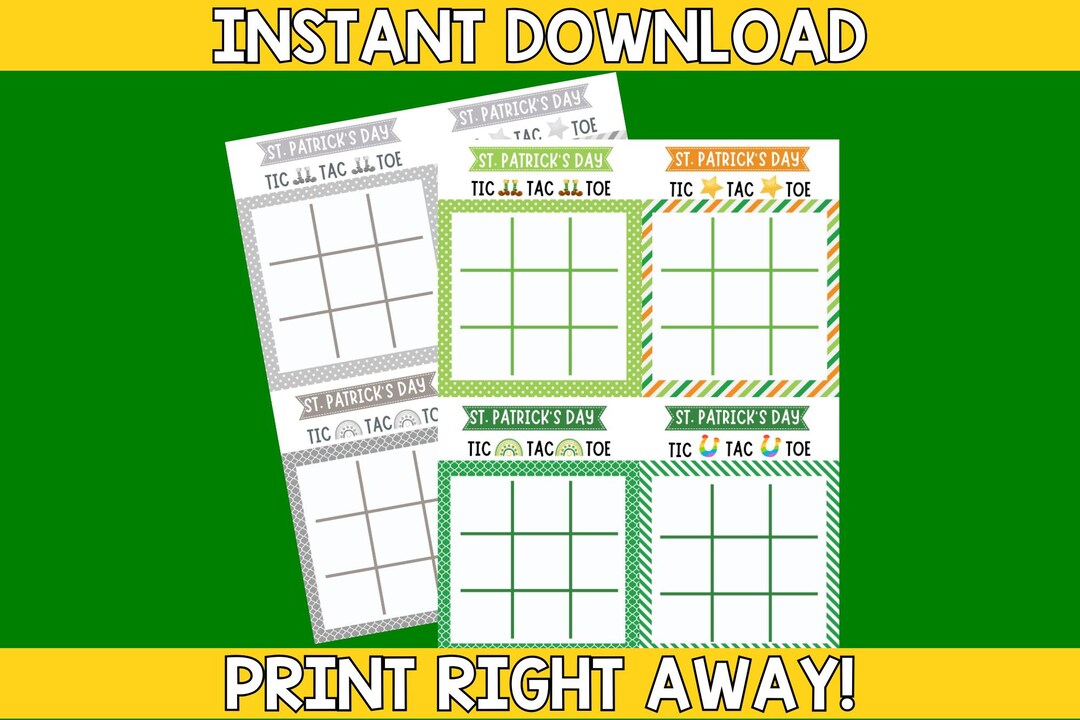 St. Patrick's Day Tic Tac Toe | Printable Tic Tac Toe | Tic Tac Toe ...