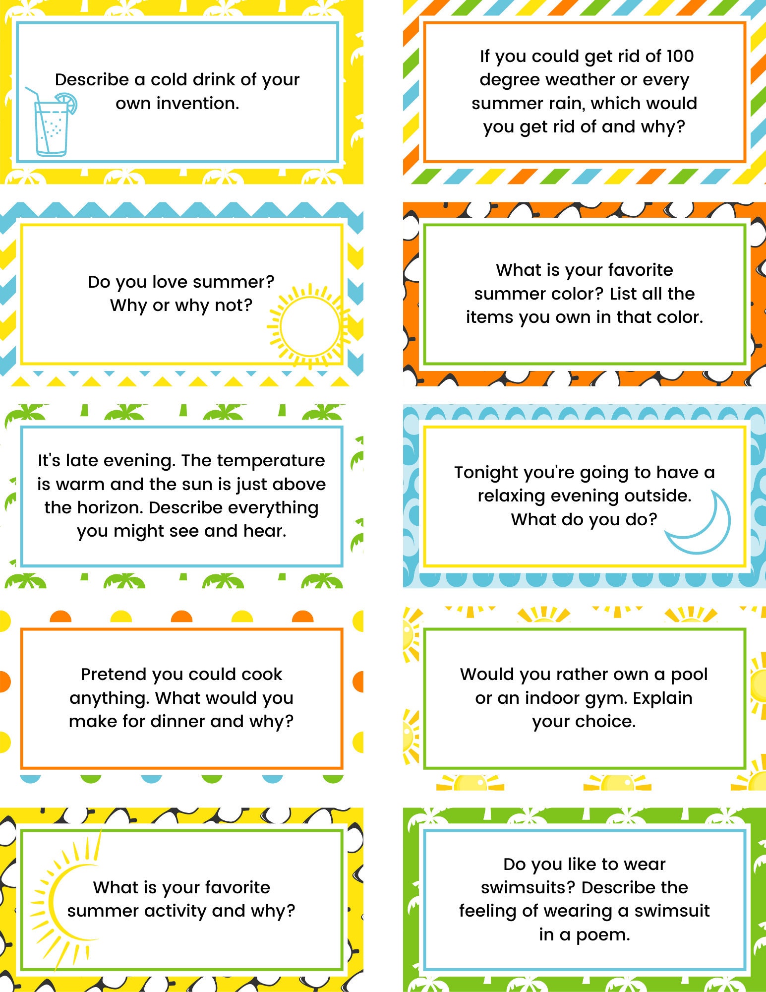 50 Summer Journal Prompts | Printable Summer Writing Prompts | Daily ...
