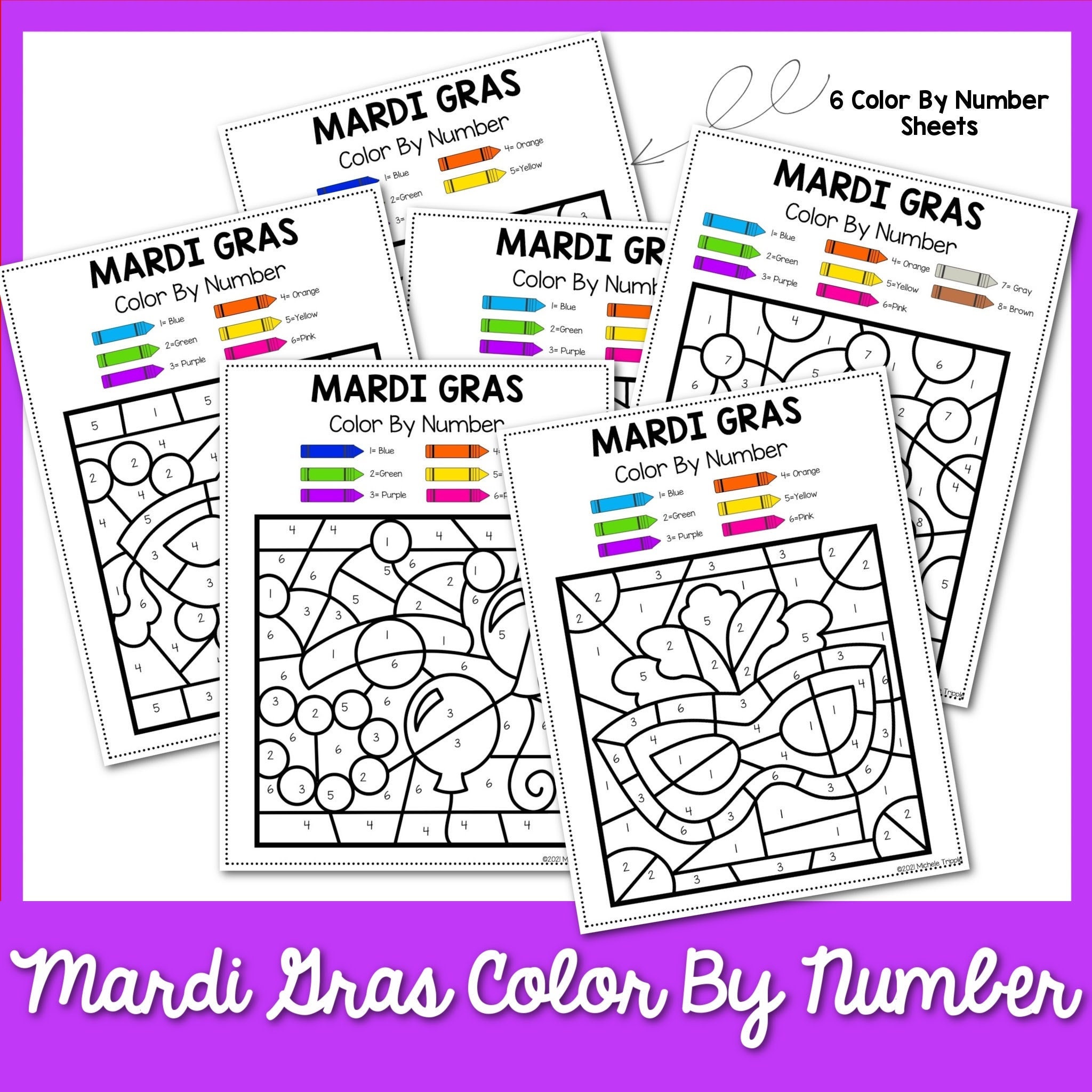 Mardi Gras Color by Number | Mardi Gras Coloring Sheet | Color by ...