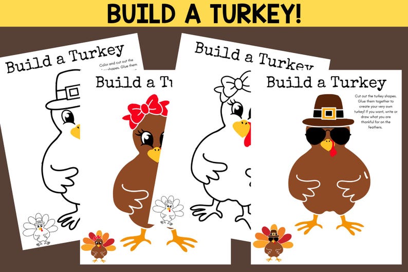Build A Turkey Kids Craft| Printable Thanksgiving Turkey Craft ...