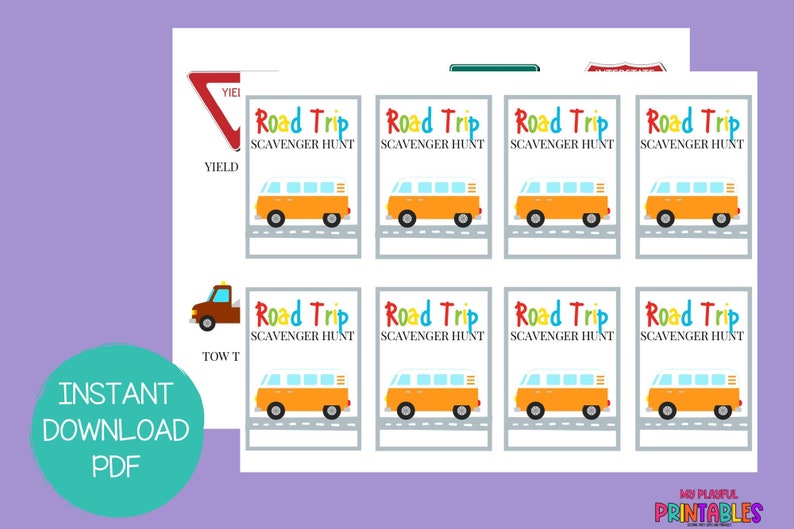 48 Road Trip Scavenger Hunt Cards | Printable Road Trip Game | Family ...