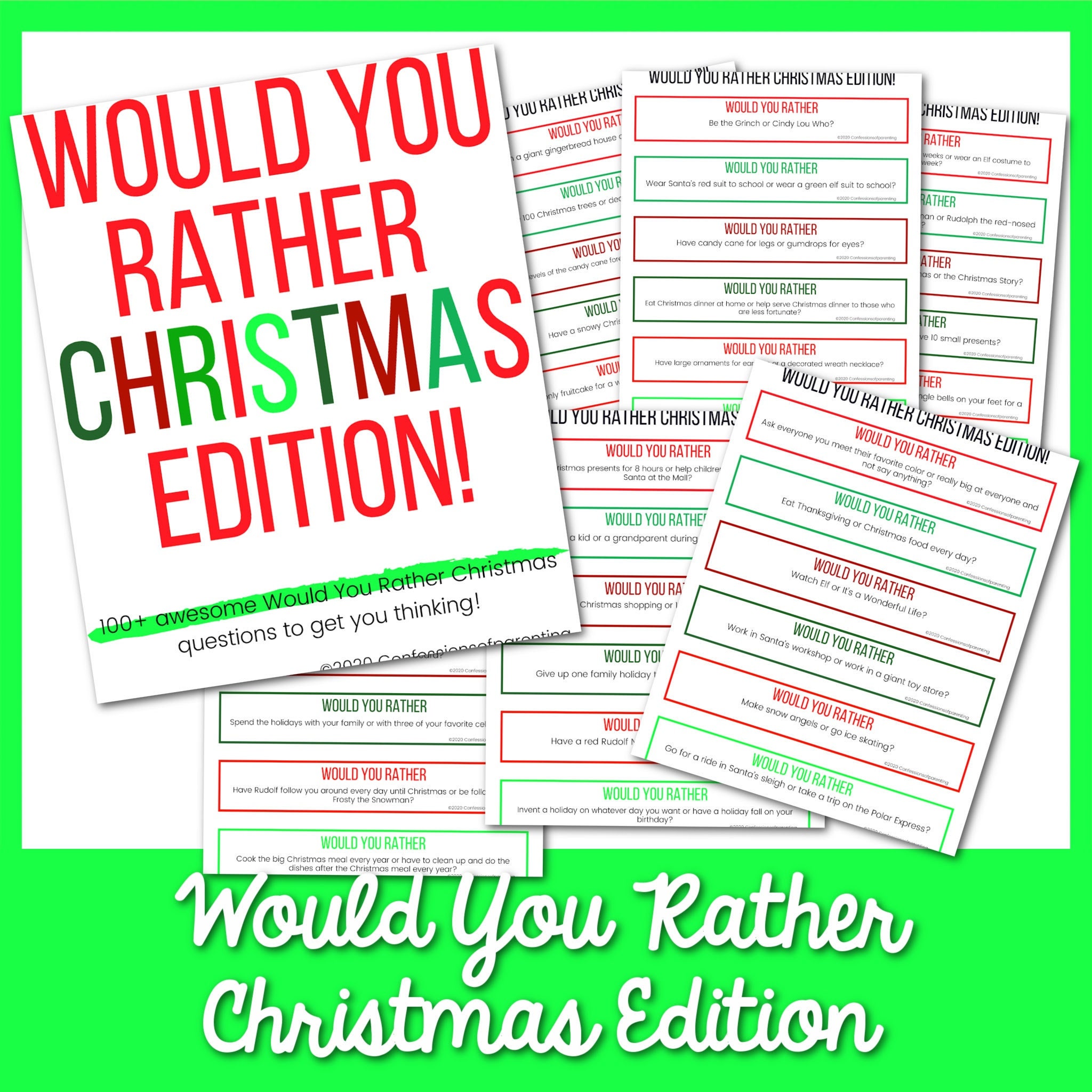 101 Christmas Would You Rather Questions | Printable Christmas Game ...