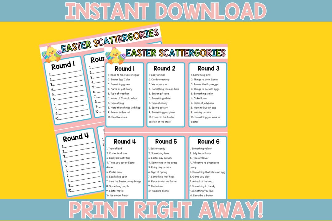 Easter Scattergories Game | Printable Easter Games | Scattergories ...
