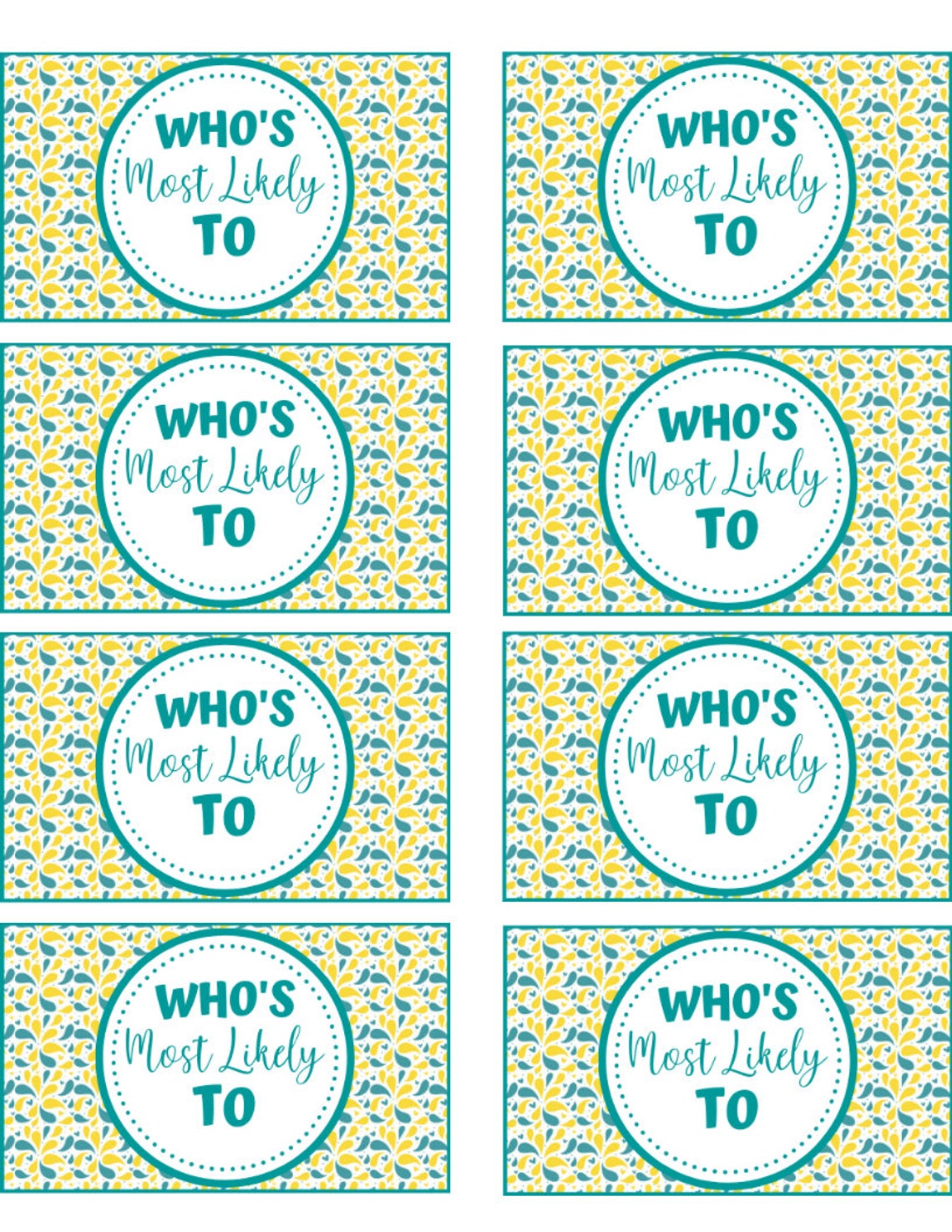 400 Who's Most Likely Question Cards Perfect for Kids and Families - Etsy