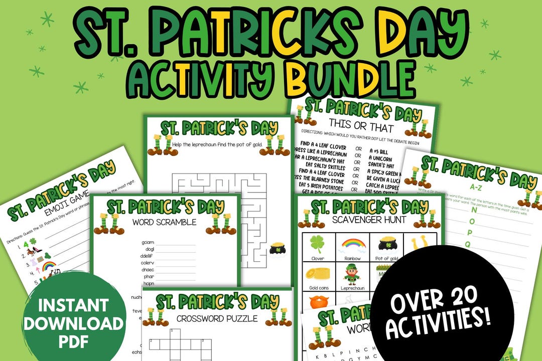 71 Page Printable St. Patrick's Day Game Bundle | St. Patrick's Party ...
