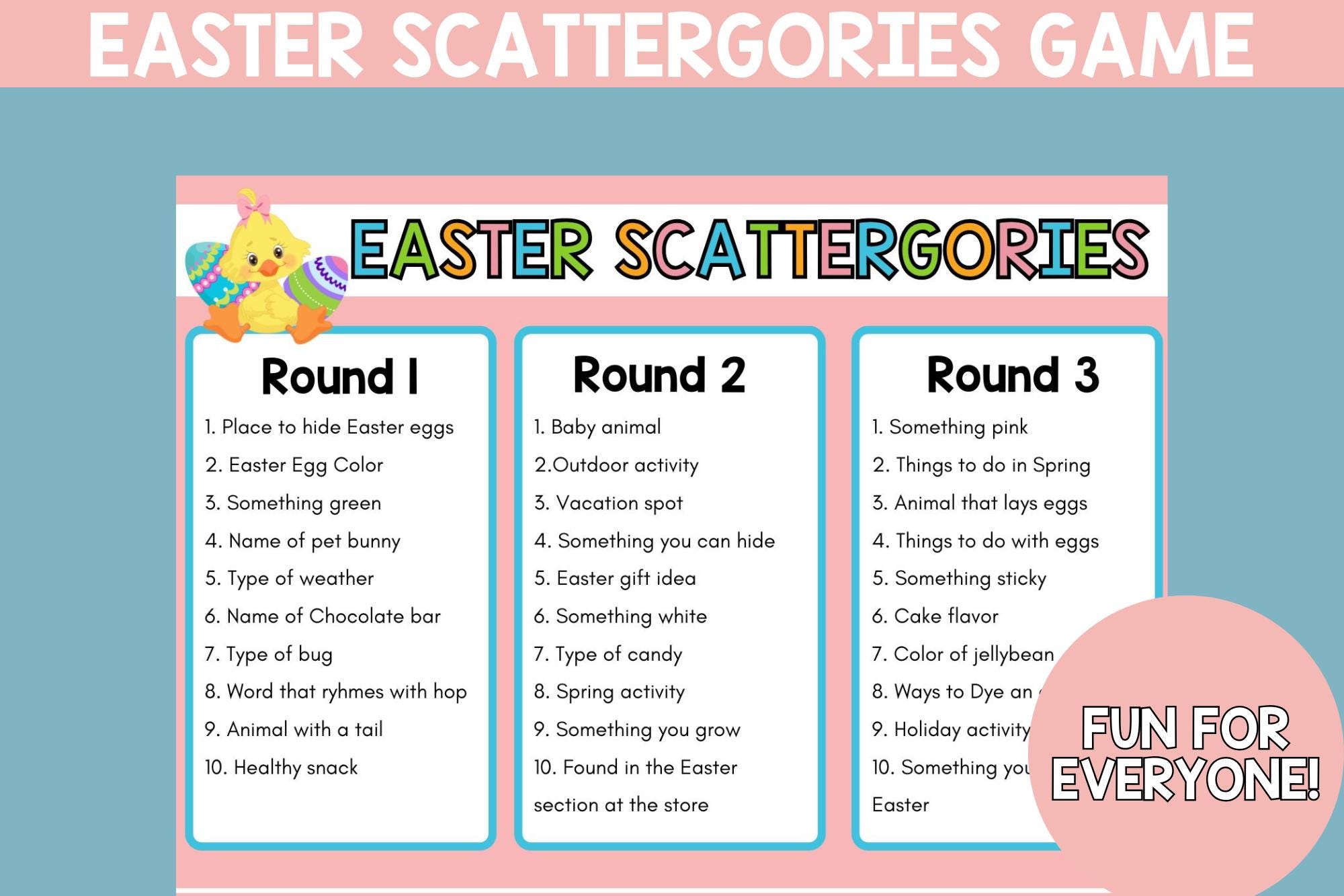 Easter Scattergories Game | Printable Easter Games | Scattergories ...
