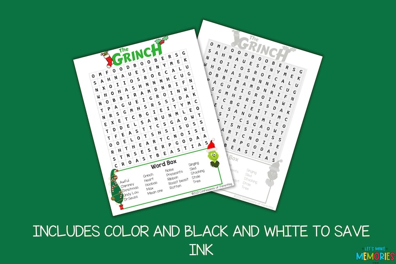 Grinch Word Search | How the Grinch Stole Christmas | Christmas Word ...