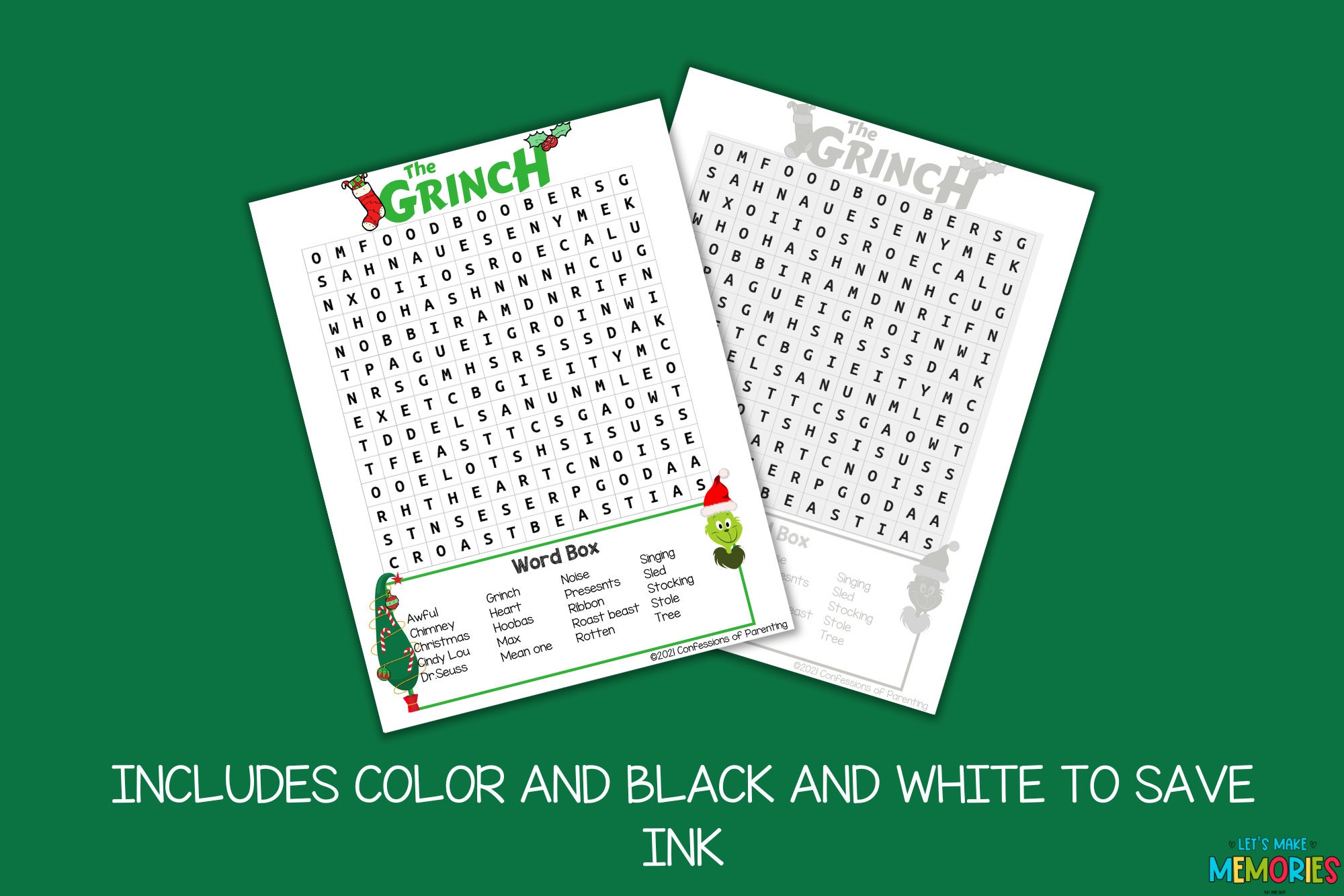 Grinch Word Search | How the Grinch Stole Christmas | Christmas Word ...