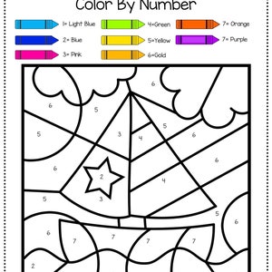 6 Summer Color by Number| Summer-themed Color by Number| Beach ...