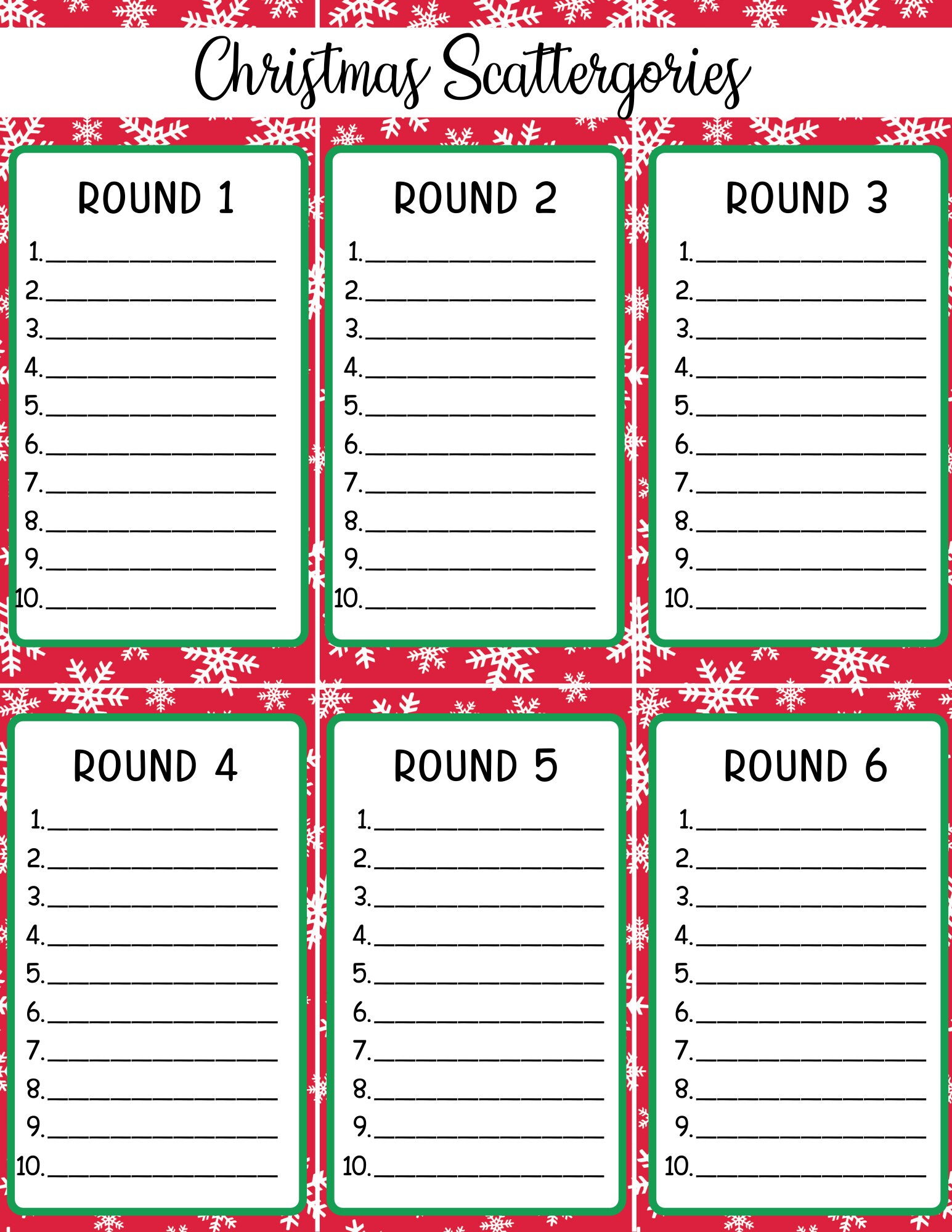 Christmas Scattegories | Printable Christmas Scattergories | Christmas ...