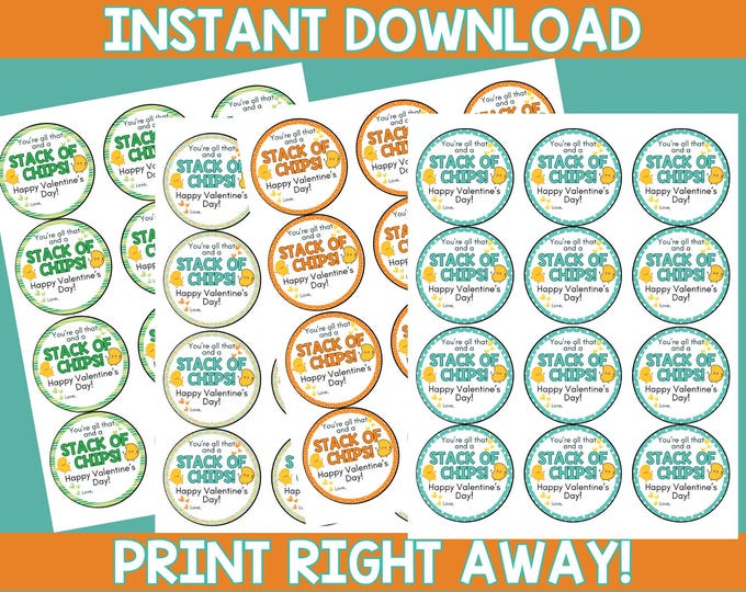 INSTANT DOWNLOAD Printable Chips Pringles Valentines You're All That ...