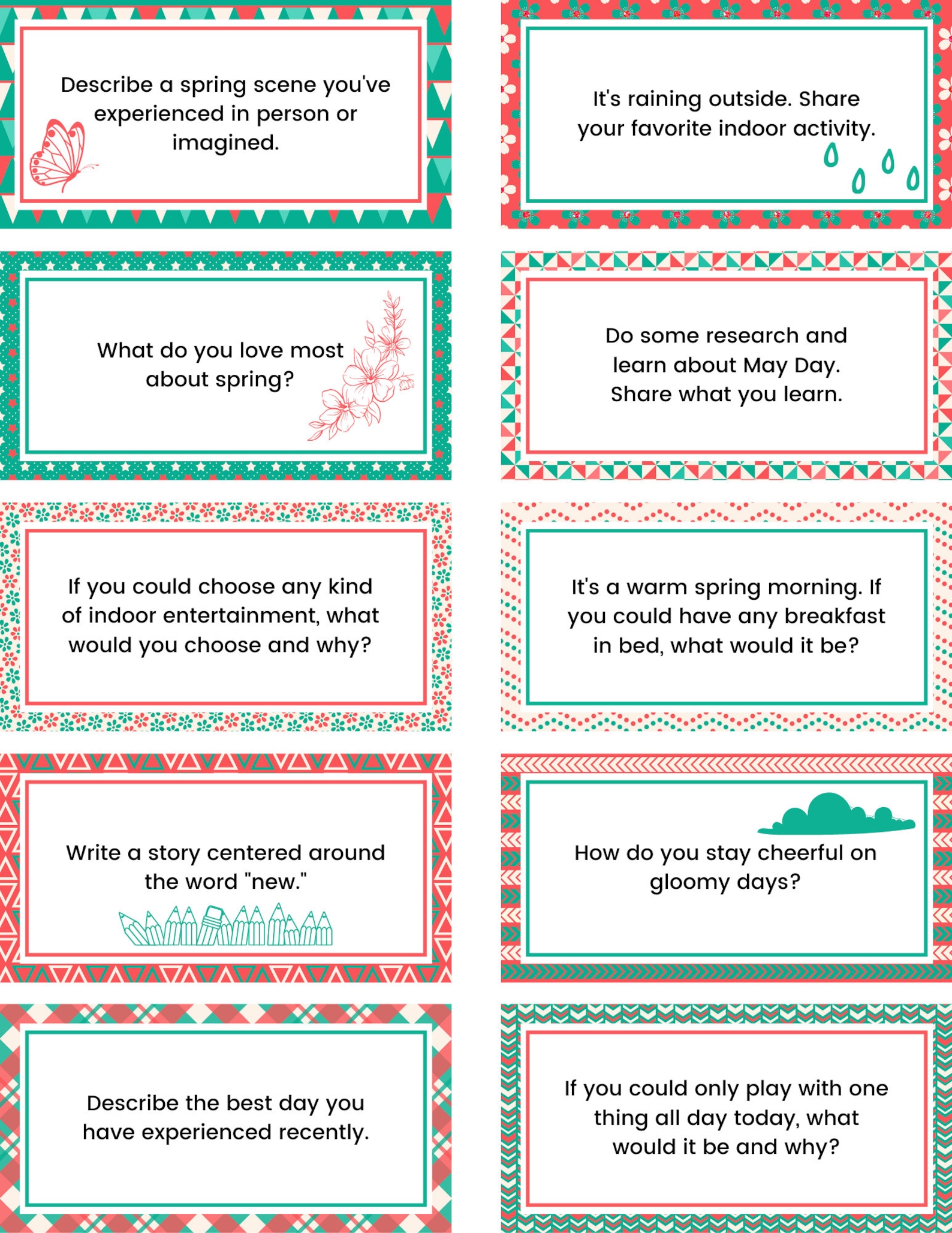 50 Spring Journal Prompts | Printable Spring Journaling Activity ...