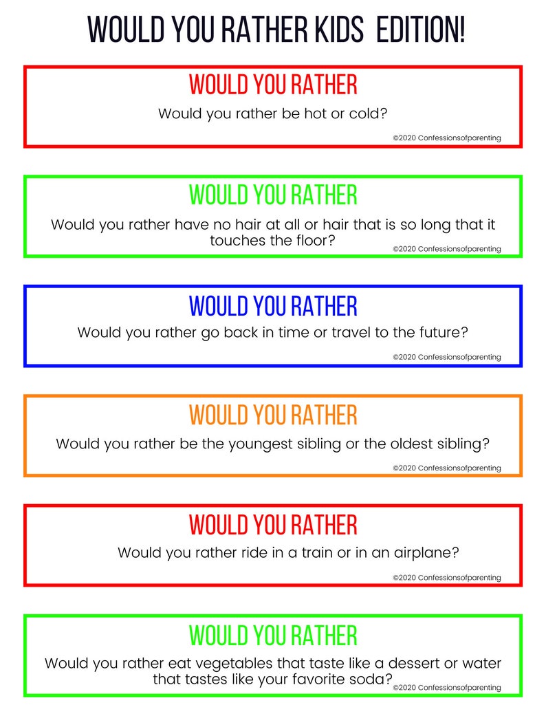 60 Would You Rather Questions for Kids, Journal Prompts, Story Prompts ...