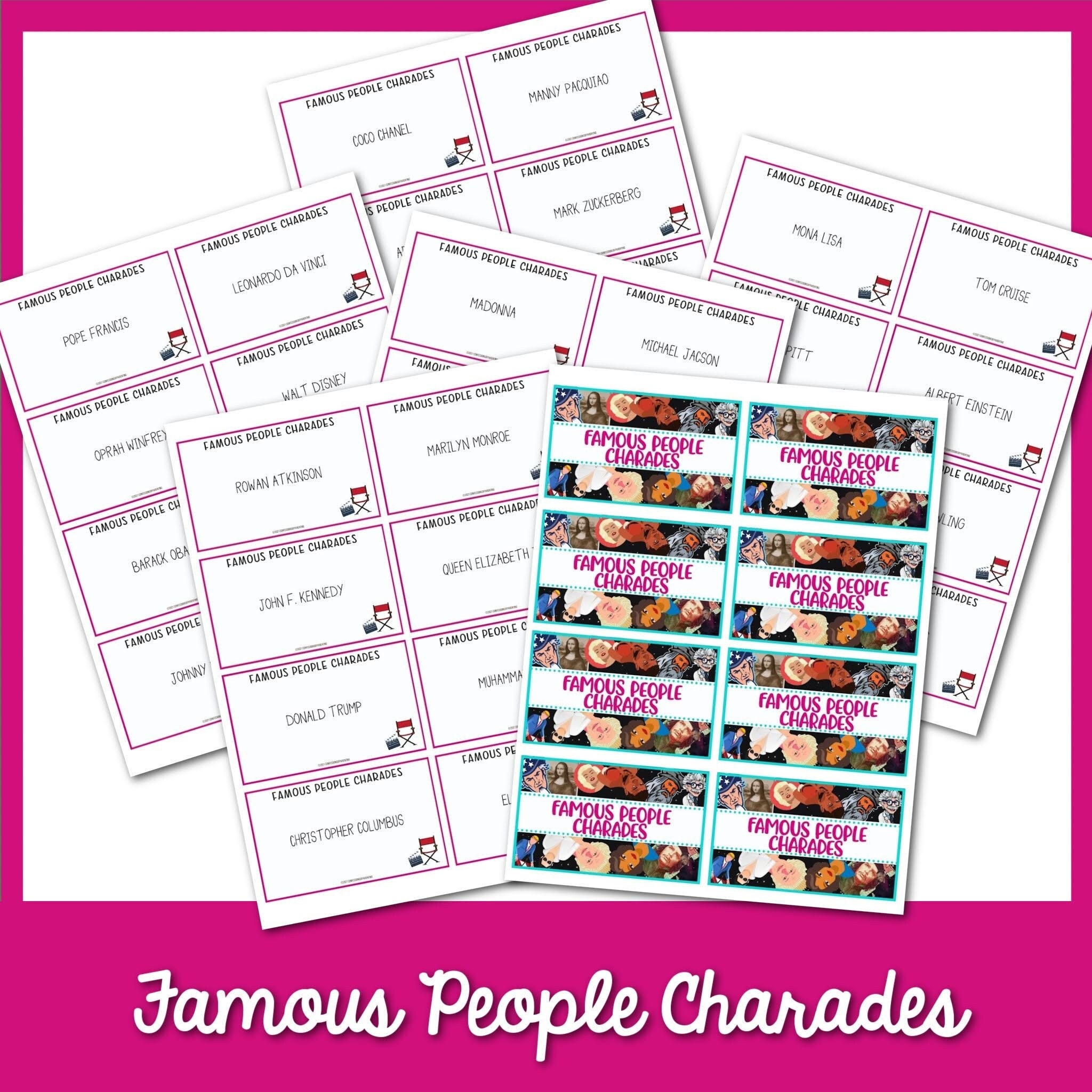Famous People Charades, Can You Guess Who Am I, Charade Games for Kids ...