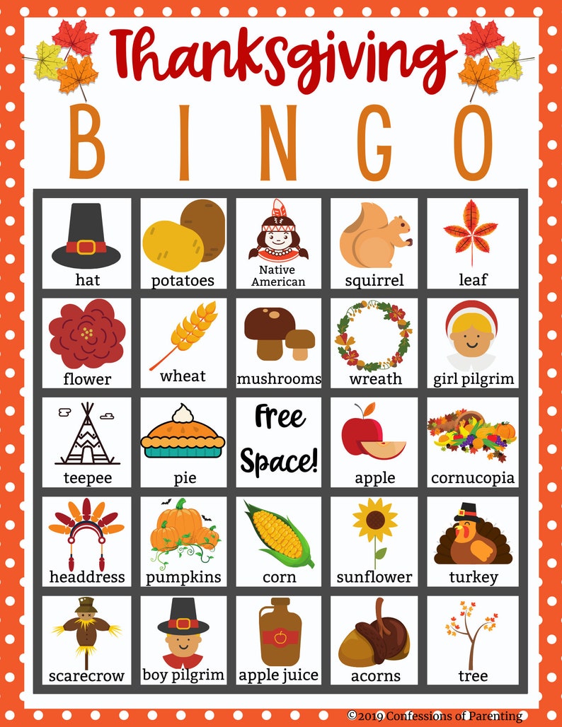 7 Thanksgiving Bingo Cards | Printable Thanksgiving Bingo | Printable ...