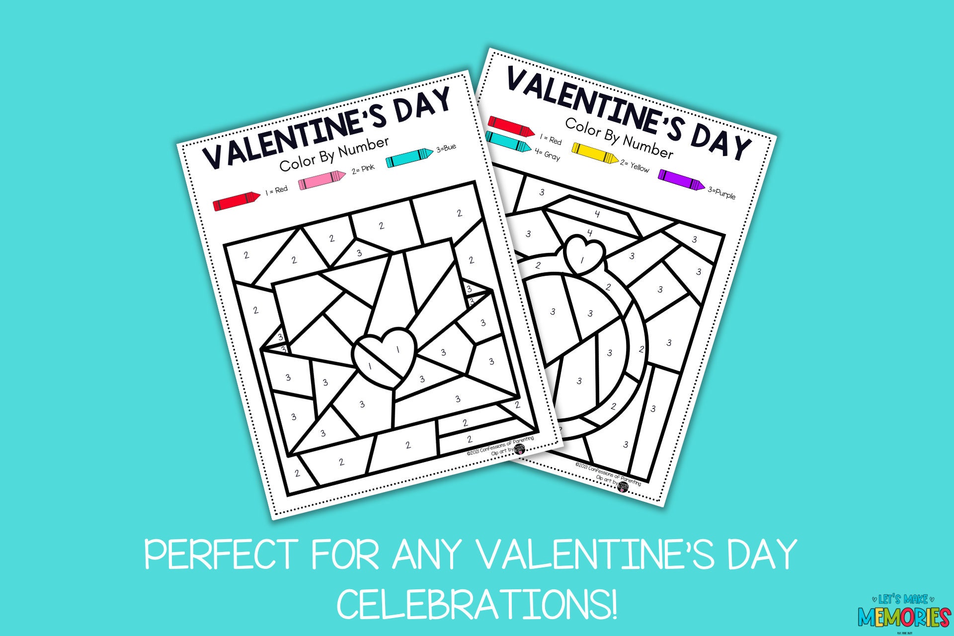 Valentine's Day Color by Number Sheets | Valentines Day Coloring ...