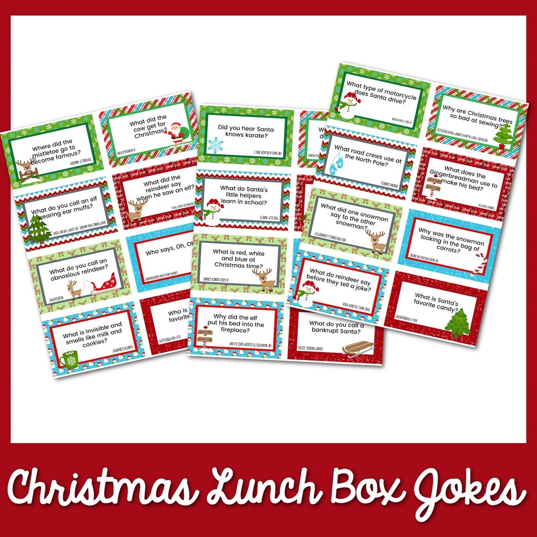 24 Christmas Lunch Box Jokes | Printable Christmas Jokes | Christmas ...