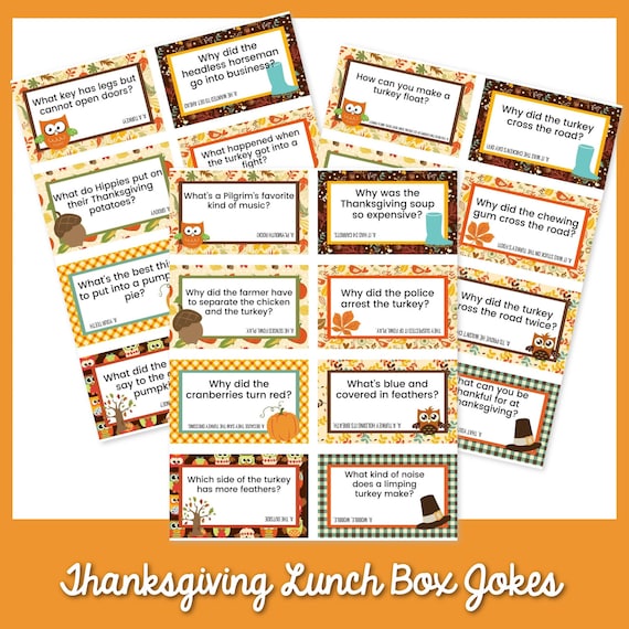 Thanksgiving Lunch Box Jokes Thanksgiving Themed Lunch Box | Etsy