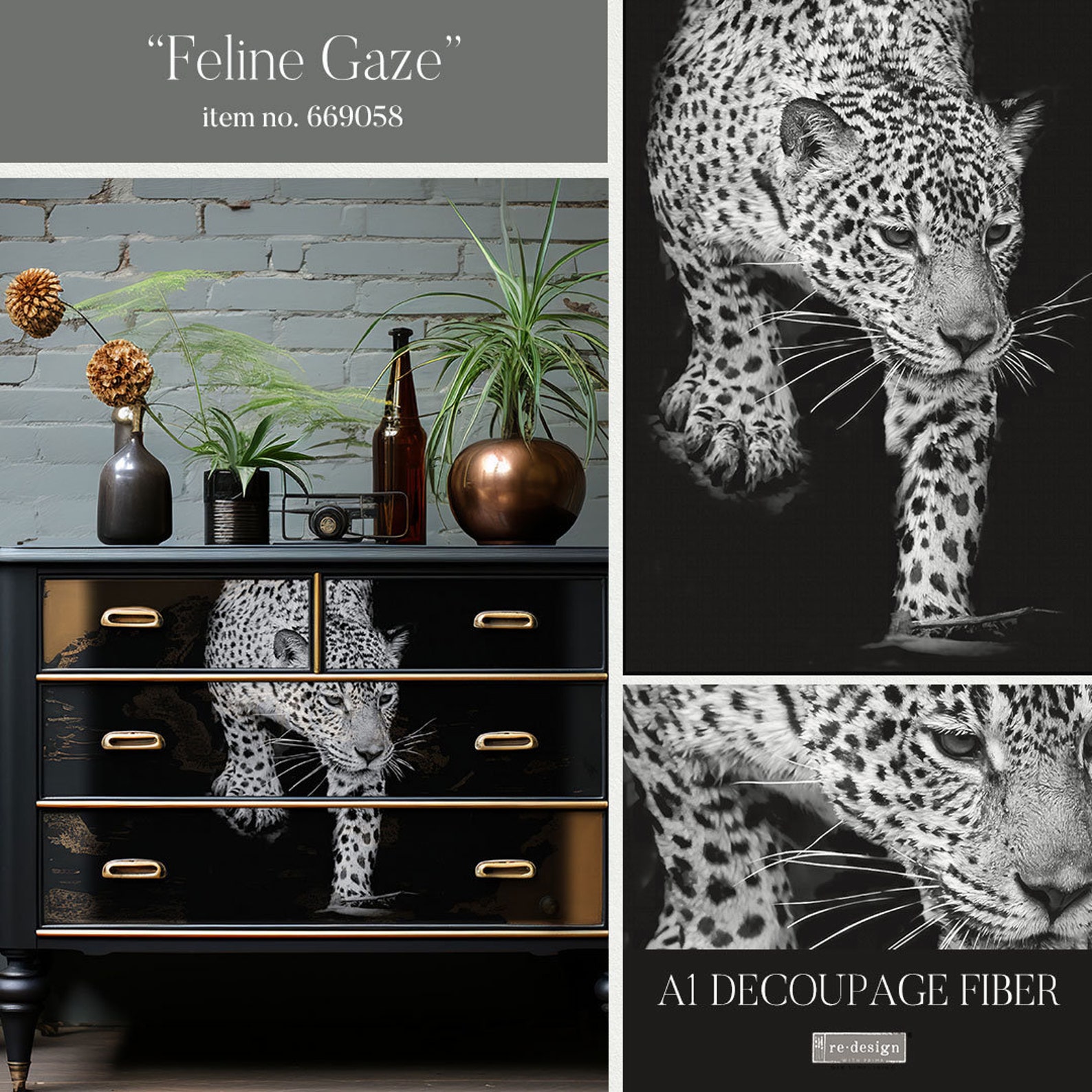 Feline Gaze Decoupage Paper: A1 Size, Leopard Print (23.4" X 33.1") - Etsy