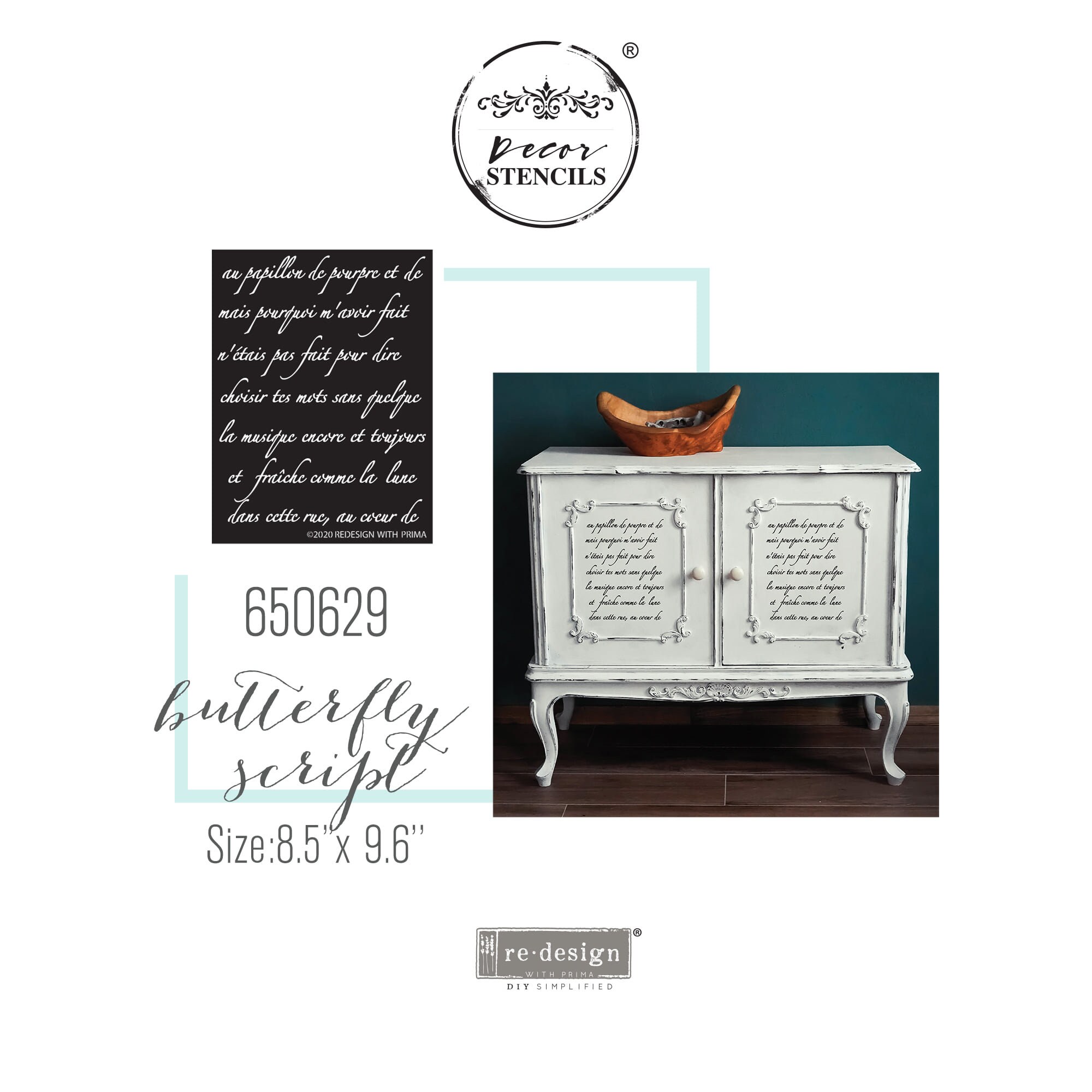 Butterfly Script Plastic Redesign Decor Stencil Furniture - Etsy