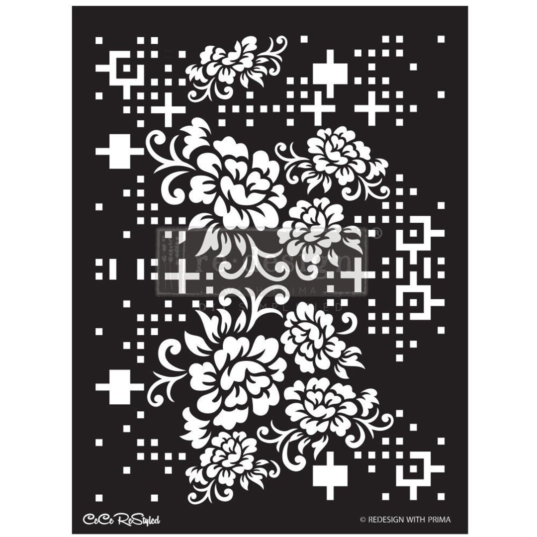 Floral Matrix Stencil Cece by Redesign Decor Stencil - Etsy