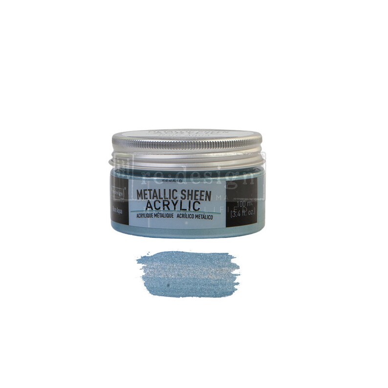 Rare Aqua Acrylic Metallic Sheen Paint - Redesign Metallic Acrylic ...