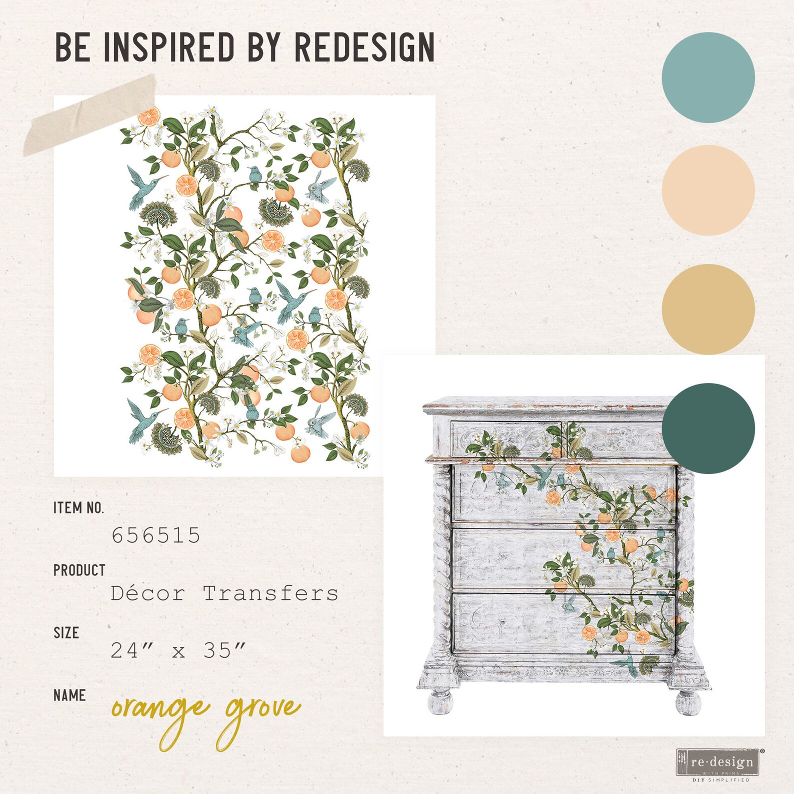 Orange Grove Redesign Furniture Decor Transfer Rub on - Etsy