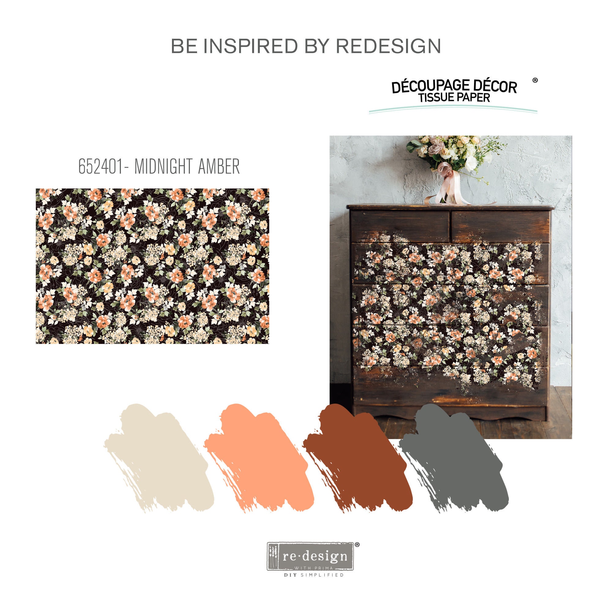 Midnight Amber Redesign Decoupage Tissue Paper 1 Sheet - Etsy