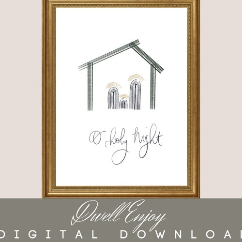 O Holy Night Nativity Art Printable Minimalist Nativity - Etsy