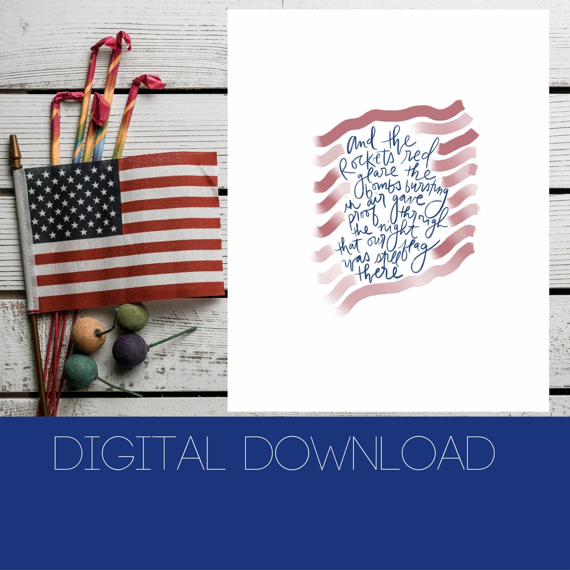 Patriotic Printable, Red White and Blue, Memorial Day, USA Art ...