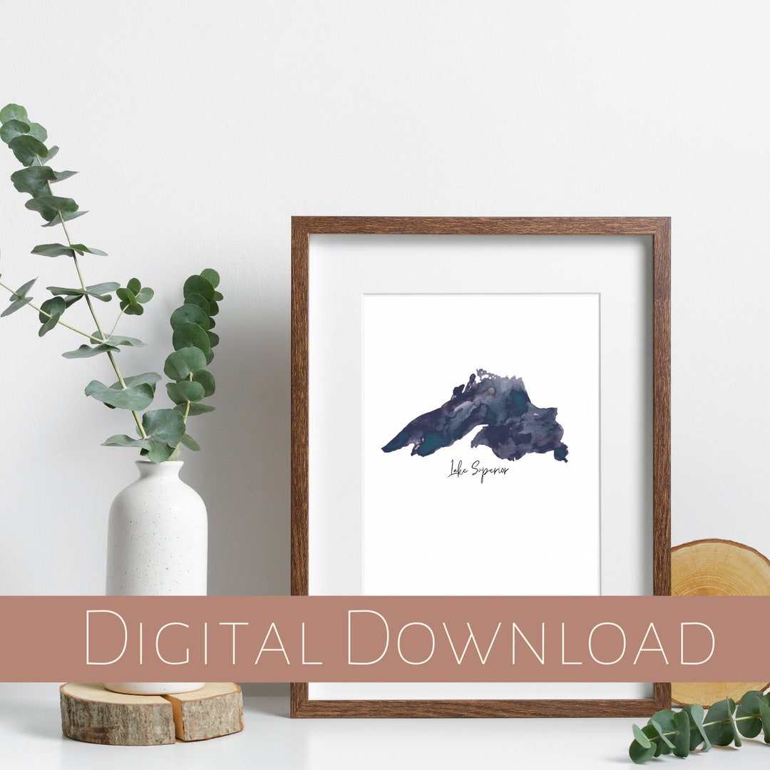 Lake Superior Printable, Great Lakes Art, Lake Superior Watercolor ...