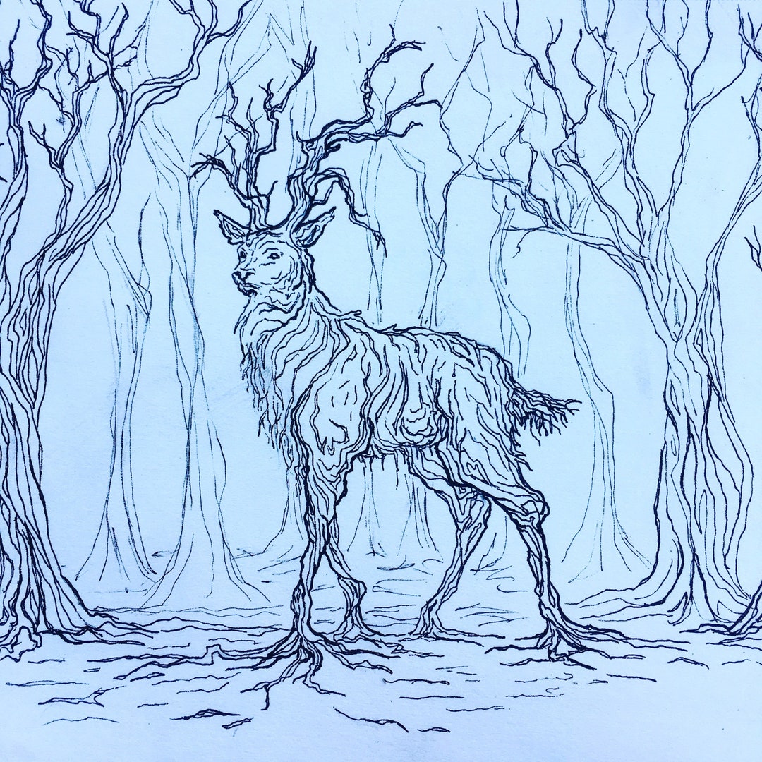 Stag of the Forest (ink Drawing) - Etsy