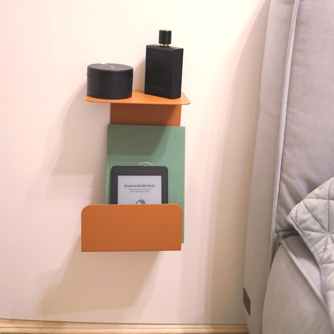 Colorful Matte Floating Nightstand NAT With Textured Surface, Boho ...