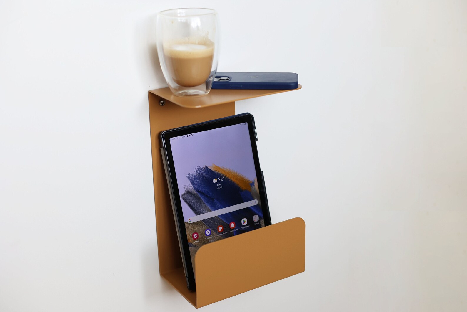 Modern Metal Floating Nightstand, White Wall Mounted Bedside Shelf ...