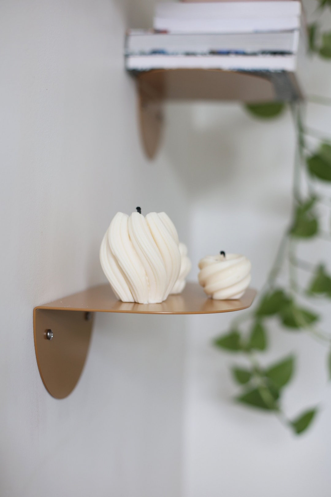 Beige Wall Mounted Shelf, Modern Metal Wall Shelf, Small Bedside Shelf ...