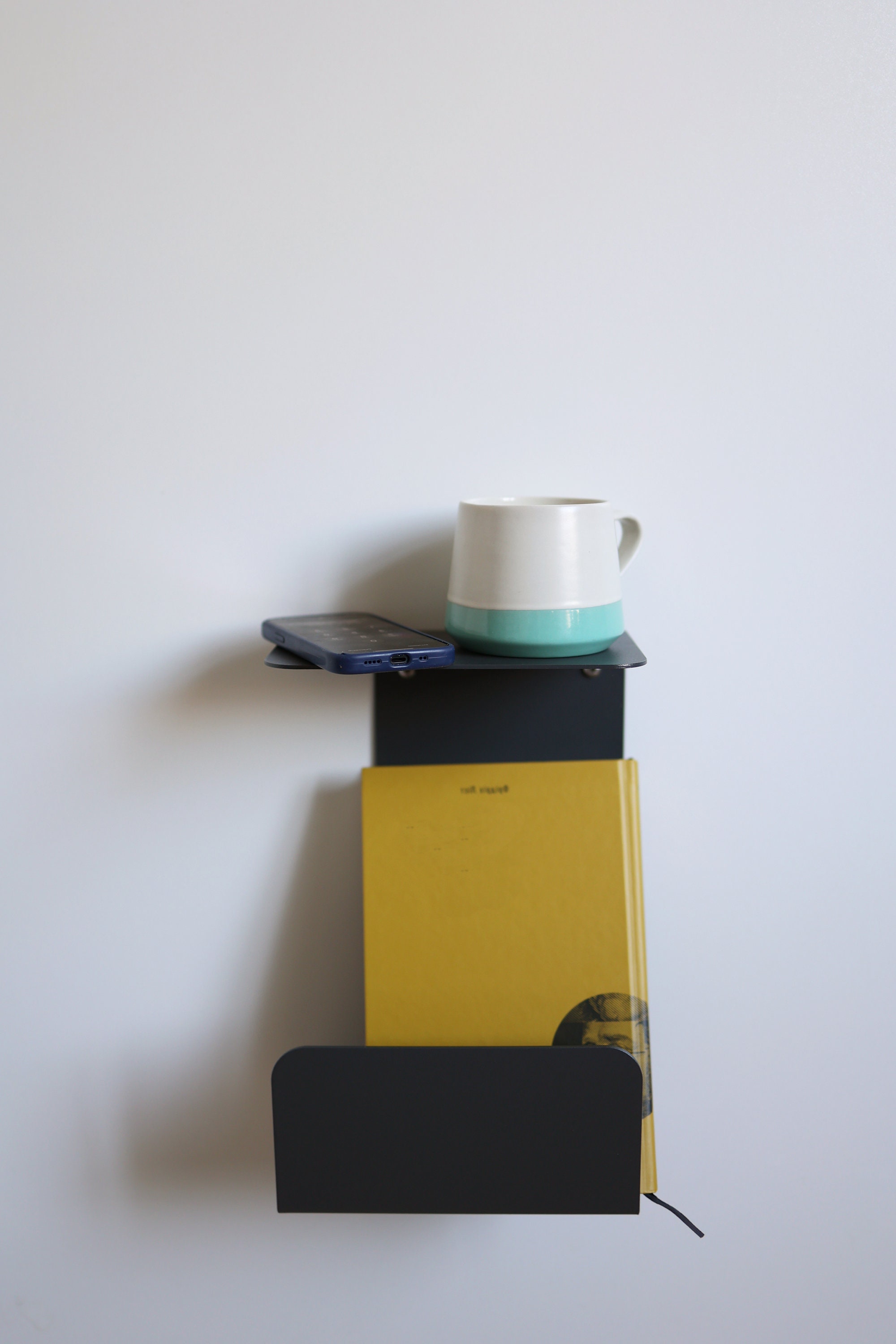 Matte Floating Nightstand NAT, Textured Graphite Metal Nightstand ...