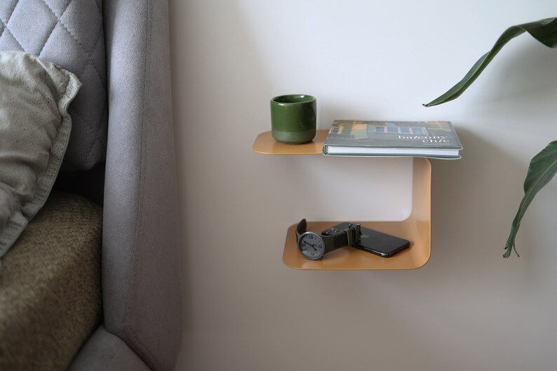 Beige Floating Nightstand Set of 2 WAVE, Left and Right Nightstand Pair ...