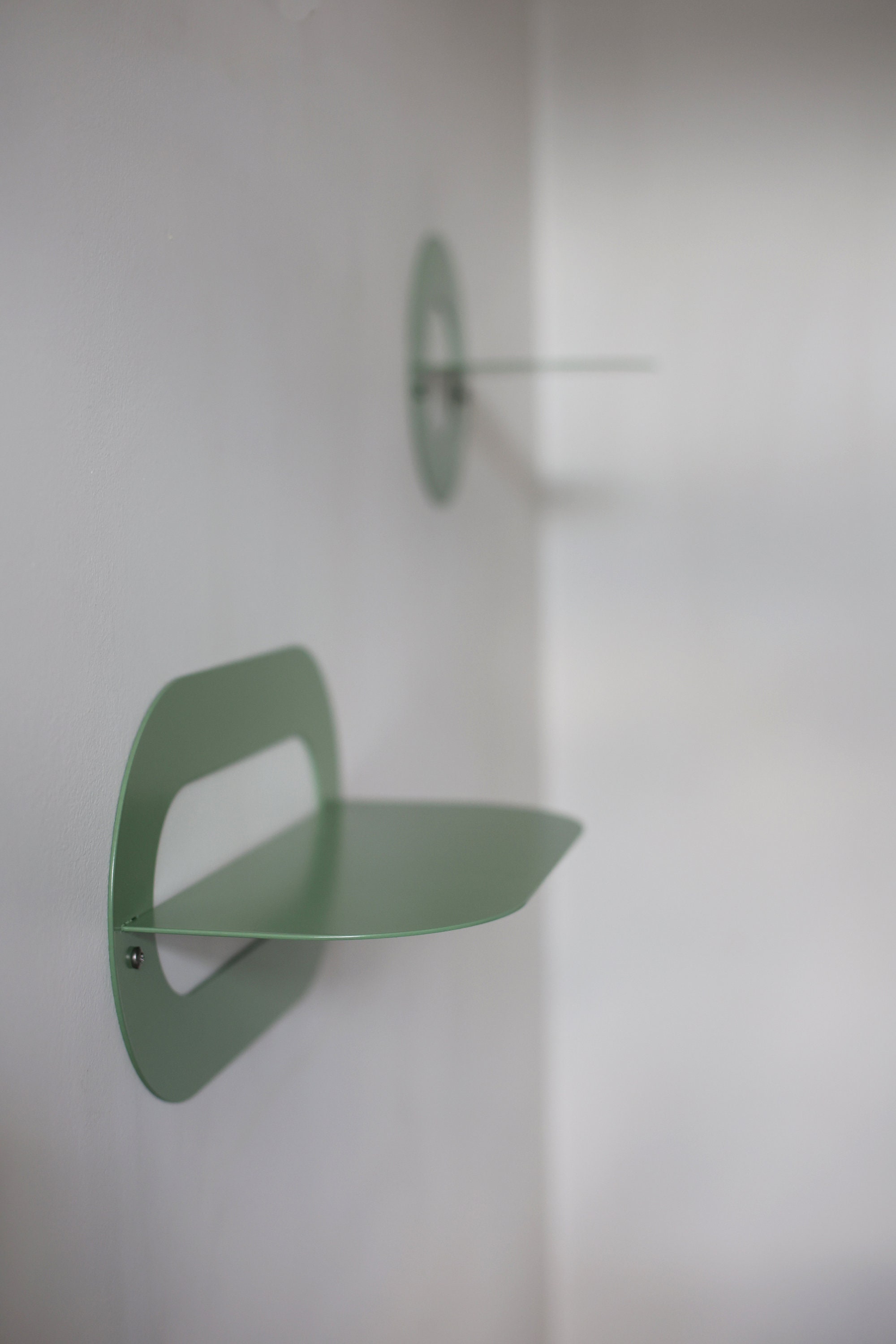 Sage Green Metal Wall Shelves Set of 2, Rounded Floating Bookshelves ...